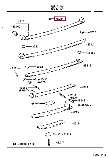 NUT, REAR SPRING CENTER BOLT 48284-37130 (номер toyota 4828437130)