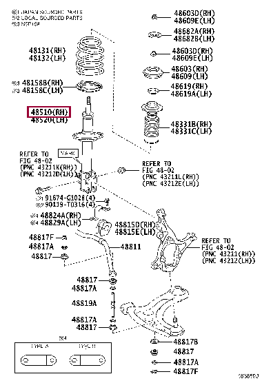 ABSORBER ASSY, SHOCK, FRONT LH 48510-0DC50 (номер toyota 485100DC50)