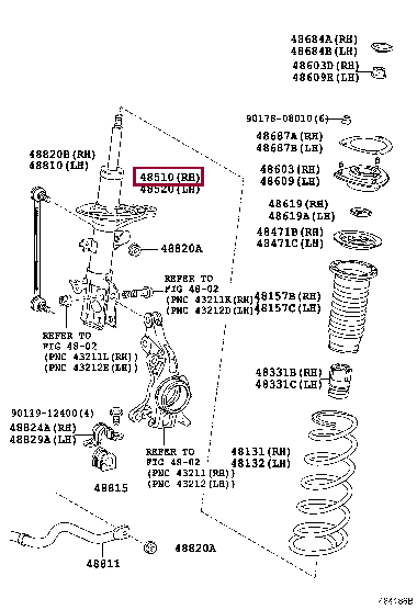 ABSORBER ASSY, SHOCK, FRONT RH 48510-74040 (номер toyota 4851074040)