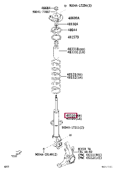 ABSORBER ASSY, SHOCK, FRONT LH 48510-BZF00 (номер toyota 48510BZF00)