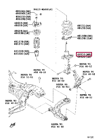 ABSORBER ASSY, SHOCK, FRONT RH 48510-WB005 (номер toyota 48510WB005)