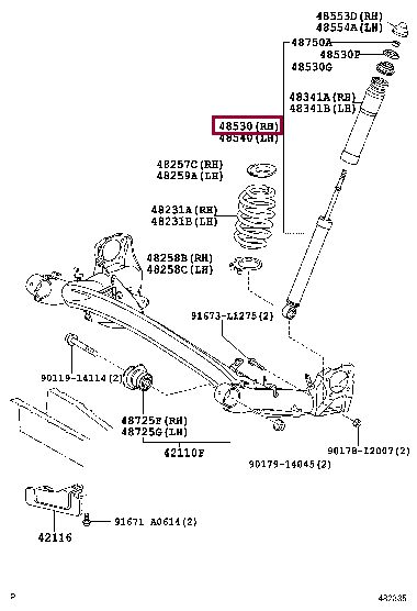 ABSORBER ASSY, SHOCK, REAR LH 48530-80520 (номер toyota 4853080520)