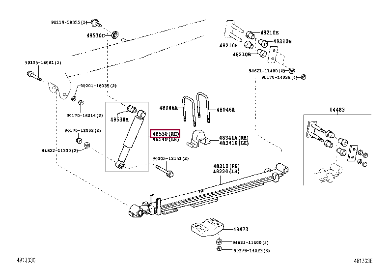 ABSORBER ASSY, SHOCK, REAR LH 48531-80232 (номер toyota 4853180232)