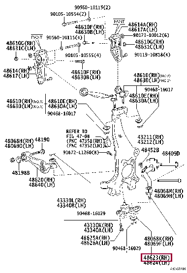 РЫЧАГ ПЕРЕД ПОДВЕСКИ ПРАВ НИЖ (ЗАДНИЙ) 48660-59025 (номер toyota ...
