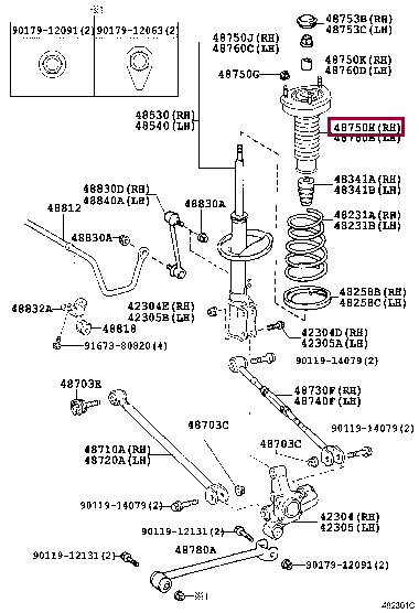 SUPPORT ASSY, REAR SUSPENSION, RH 48750-06220 (номер toyota 4875006220)
