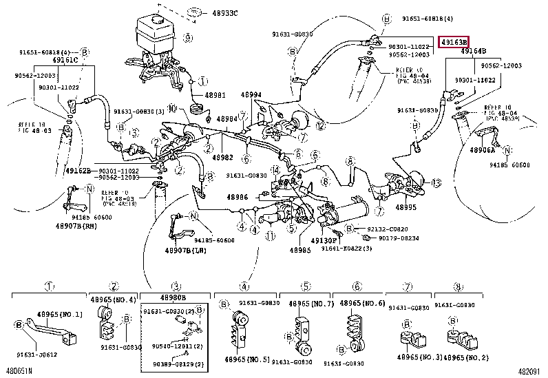 HOSE, SUSPENSION CONTROL PRESSURE, NO.3 49163-60041 (номер toyota ...