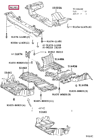CROSSMEMBER SUB-ASSY, FRONT SUSPENSION 51201-26300 (номер toyota ...