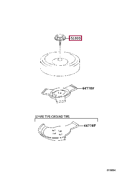 Винт крепления запаски 51931-47020 (номер toyota 5193147020)