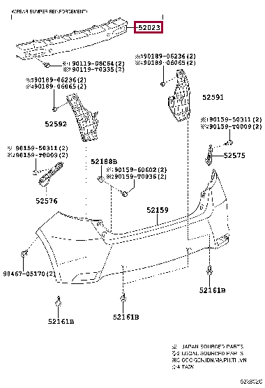 REINFORCEMENT SUB-ASSY, REAR BUMPER 52023-0D100 (номер toyota 520230D100)