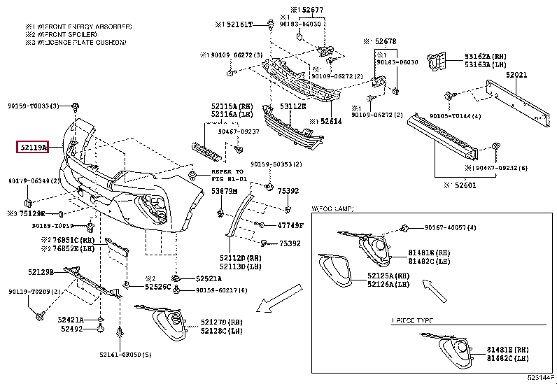 COVER, FRONT BUMPER 52119-0M954 (номер toyota 521190M954)