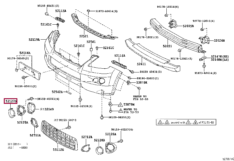 COVER, FRONT BUMPER HOLE, RH 52127-60140 (номер toyota 5212760140)