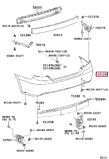 COVER, REAR BUMPER 52159-06989 (номер toyota 5215906989)