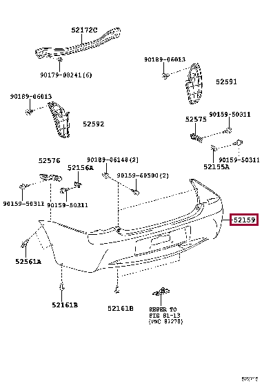 COVER, REAR BUMPER 52159-0D994 (номер toyota 521590D994)