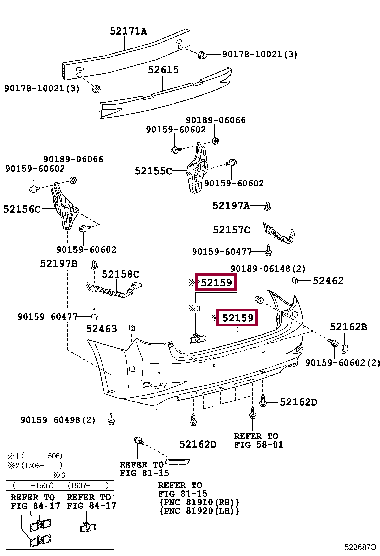Бампер задний 52159-33953 (номер toyota 5215933953)