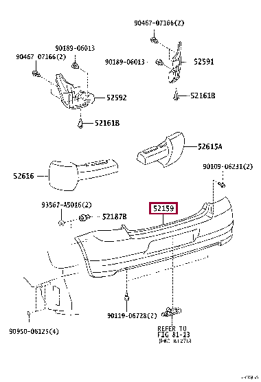 COVER, REAR BUMPER 52159-52904 (номер toyota 5215952904)