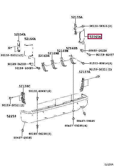 COVER, REAR BUMPER, UPR RH 52165-26040-A0 (номер toyota 5216526040A0)