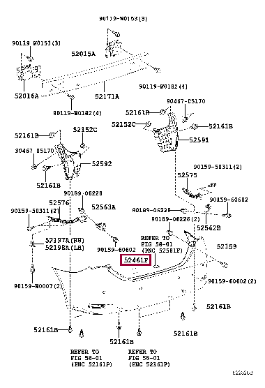 Накладка заднего бампера 52462-02160 (номер toyota 5246202160)