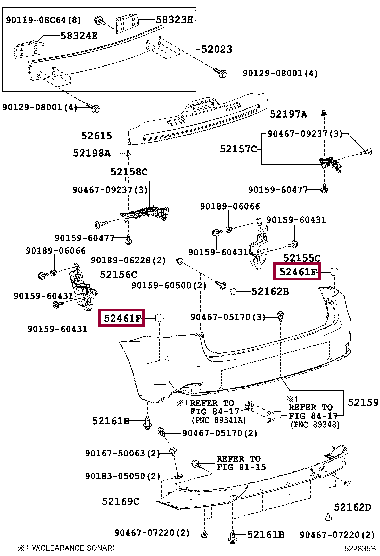 PAD, REAR BUMPER 52462-53030 (номер toyota 5246253030)