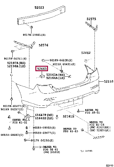 PAD, REAR BUMPER, LH 52463-33030 (номер toyota 5246333030)