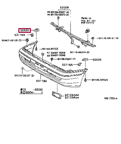 RETAINER, FRONT BUMPER SIDE, RH 52535-20050 (номер toyota 5253520050)