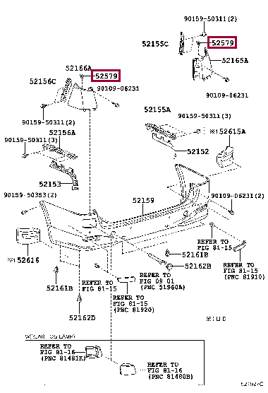 Кронштейн заднего бампера, No.3 52579-58020 (номер toyota 5257958020)