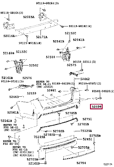 STOPPER, REAR BUMPER, UPPER 52599-05010 (номер toyota 5259905010)