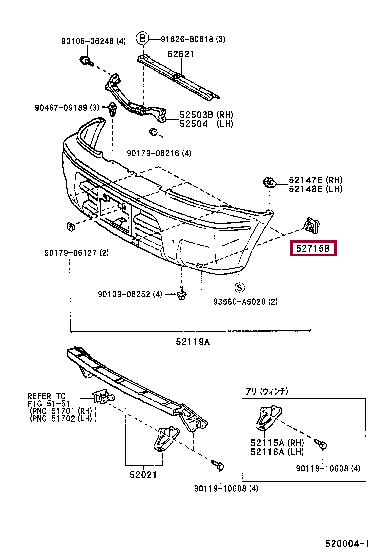 INSERT, FRONT BUMPER MOULDING 52715-60020 (номер toyota 5271560020)