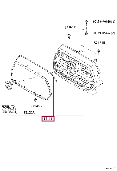 GRILLE, RADIATOR 53101-04010-C0 (номер toyota 5310104010C0)