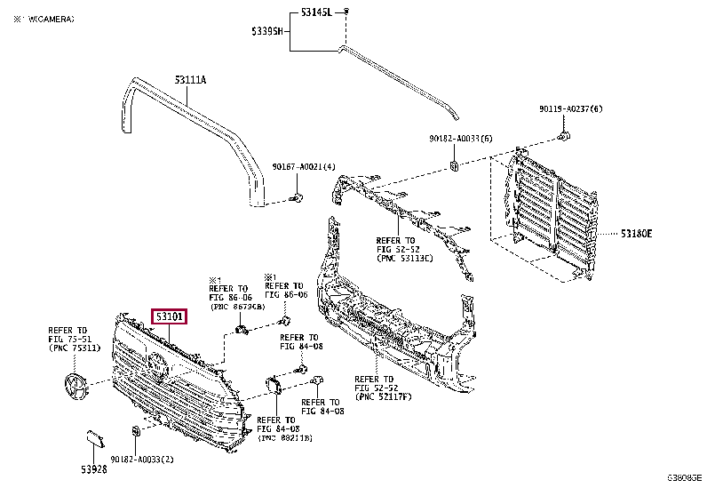 GRILLE SUB-ASSY, RADIATOR 53101-0C180 (номер toyota 531010C180)