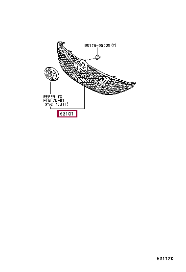 GRILLE SUB-ASSY, RADIATOR 53101-33150 (номер toyota 5310133150)