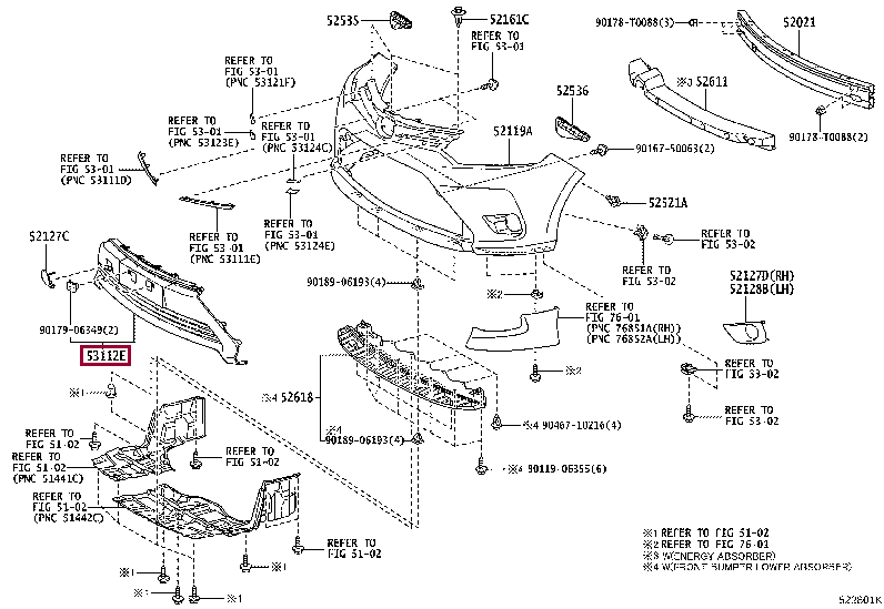 GRILLE, RADIATOR, LOWER NO.1 53112-0D780 (номер toyota 531120D780)