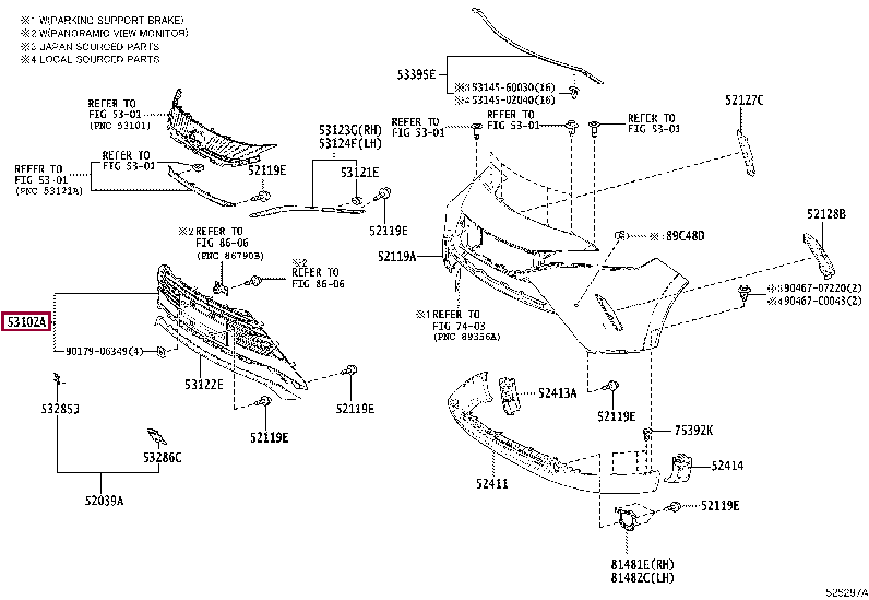 GRILLE SUB-ASSY, RADIATOR, LWR 53112-0E270 (номер toyota 531120E270)