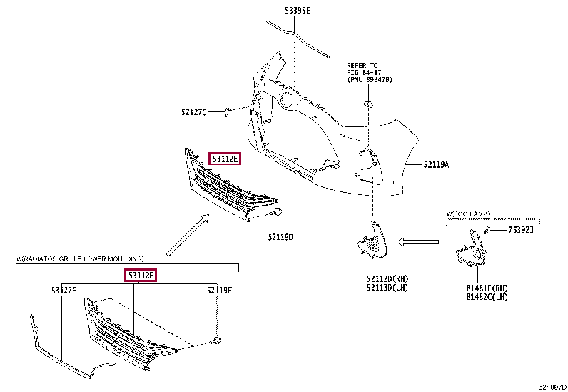 GRILLE, RADIATOR, LOWER NO.1 53112-K0010 (номер toyota 53112K0010)