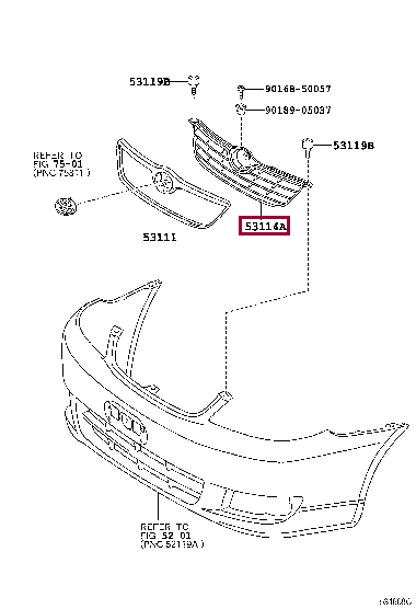 GRILLE, RADIATOR, INNER 53114-02901 (номер toyota 5311402901)