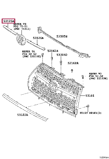 Хром решетки правый 53125-42060 (номер toyota 5312542060)