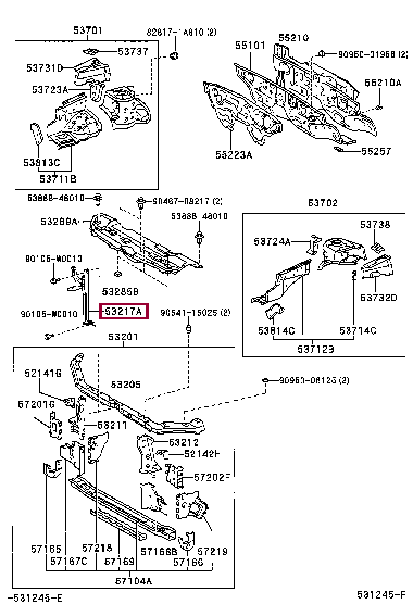 BRACE, HOOD LOCK SUPPORT 53208-02080 (номер toyota 5320802080)