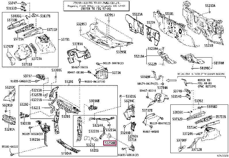 BRACKET, RADIATOR SUPPORT TO FRONT FENDER, LH 53258-48070 (номер toyota ...