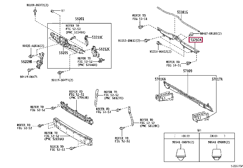 SEAL, RADIATOR SUPPORT, UPPER 53292-26080 (номер toyota 5329226080)