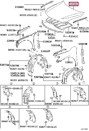HOOD SUB-ASSY 53301-06090 (номер toyota 5330106090)