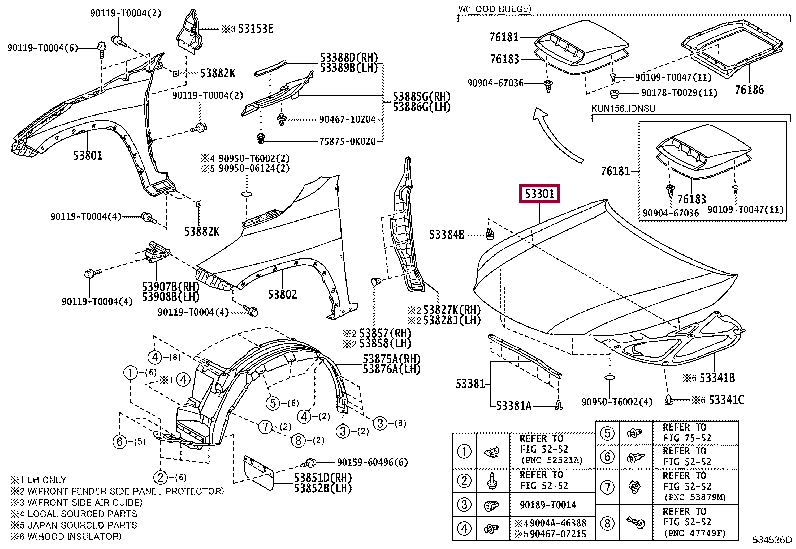 HOOD SUB-ASSY 53301-KK040 (номер toyota 53301KK040)