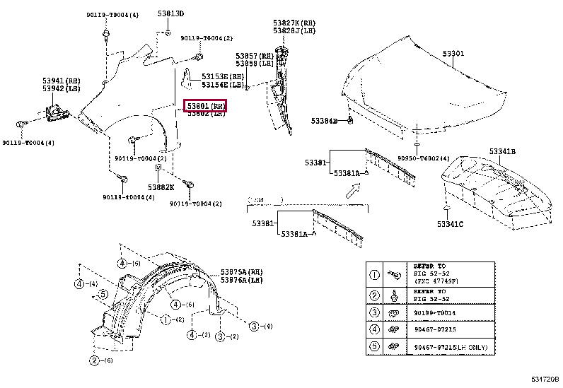 FENDER SUB-ASSY, FRONT RH 53801-0K130 (номер toyota 538010K130)