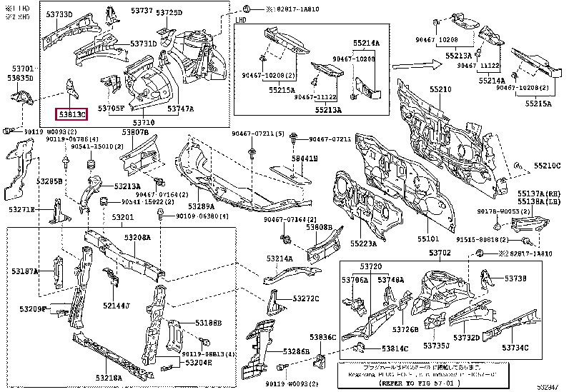 EXTENSION, FRONT FENDER, RH 53813-05020 (номер toyota 5381305020)