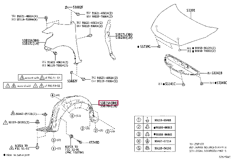 LINER, FRONT FENDER, RH 53875-0D540 (номер toyota 538750D540)