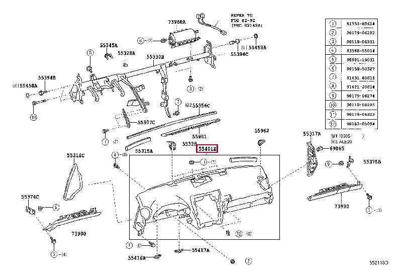 PAD SUB-ASSY, INSTRUMENT PANEL SAFETY 55400-53909-C0 (номер toyota ...