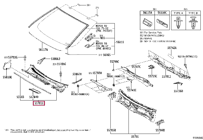 LOUVER SUB-ASSY, COWL TOP VENTILATOR 55708-42181 (номер toyota 5570842181)