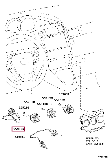 CABLE SUB-ASSY, AIRMIX DAMPER CONTROL 55909-0K010 (номер toyota 559090K010)