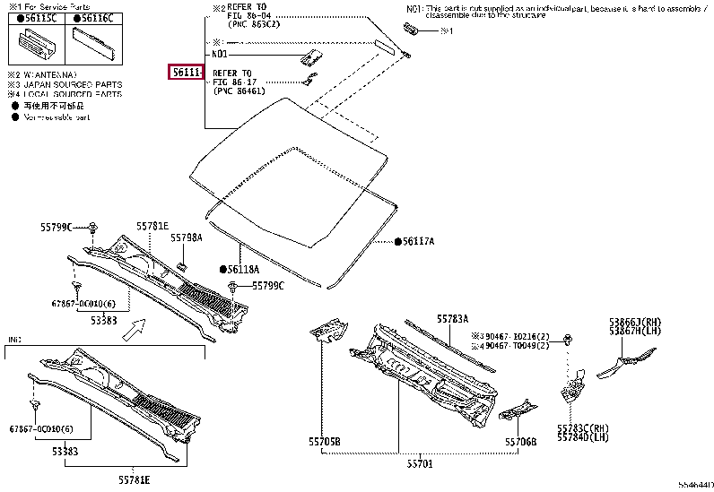 GLASS, WINDSHIELD 56101-0KG30 (номер toyota 561010KG30)