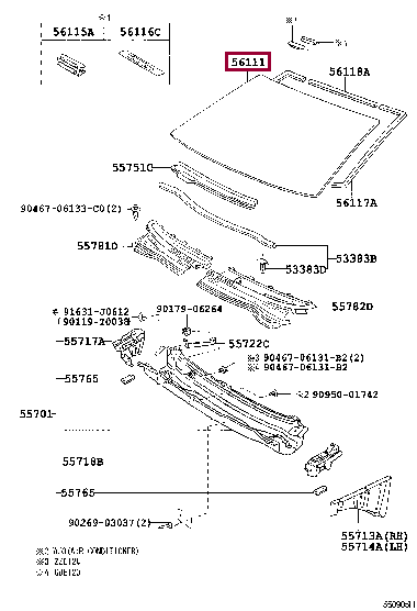 GLASS, WINDSHIELD 56101-13040 (номер toyota 5610113040)