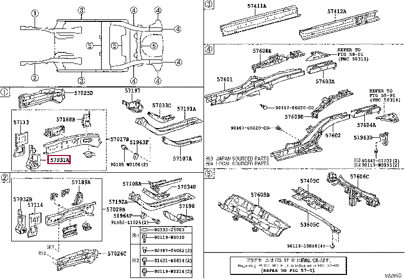 REINFORCE SUB-ASSY, FRONT SIDE MEMBER, NO.2 RH 57031-02010 (номер ...