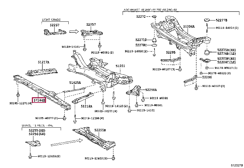 MEMBER SUB-ASSY, FRONT CROSS 57104-02230 (номер toyota 5710402230)